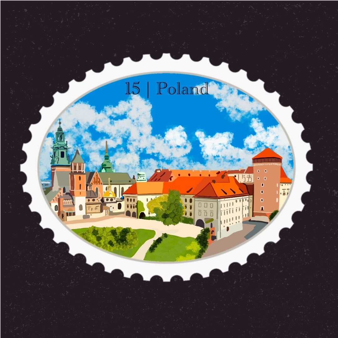 Poland Travel Stamp Sticker Historic Center of Krakow Wawel - Etsy UK