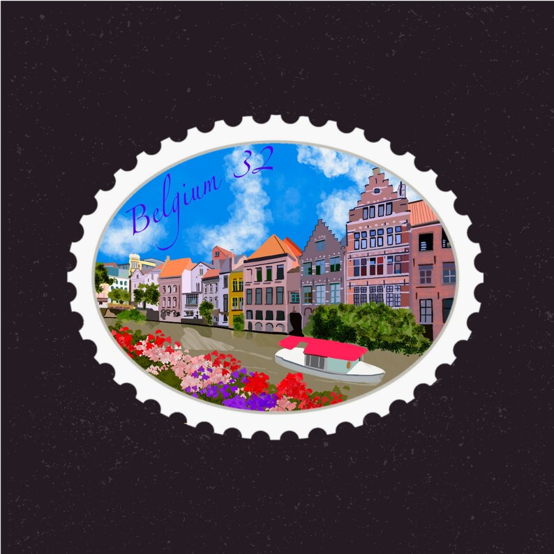 Belgium Travel Stamp Sticker Western Europe Brussels - Etsy