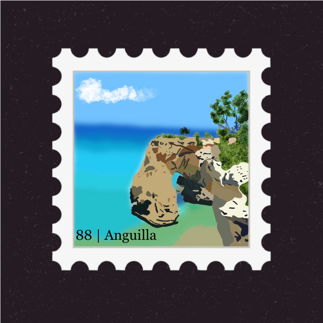 Anguilla Island Travel Stamp Sticker | Caribbean, West End Arch, Shoal ...