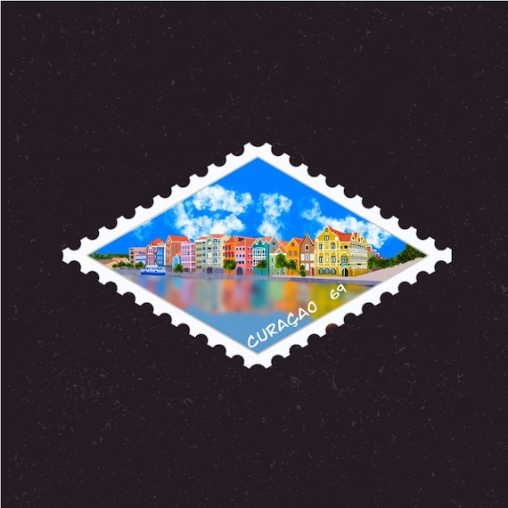 Curacao Travel Stamp Sticker Willemstad Dutch Caribbean | Etsy
