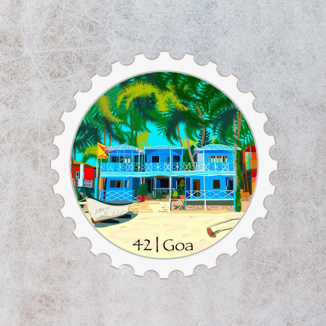 India Goa Travel Stamp Sticker India Islands Beach Villas - Etsy