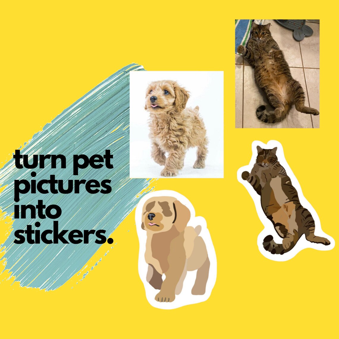 Custom Drawing Pet Sticker Minimal Style Personalized Dog - Etsy