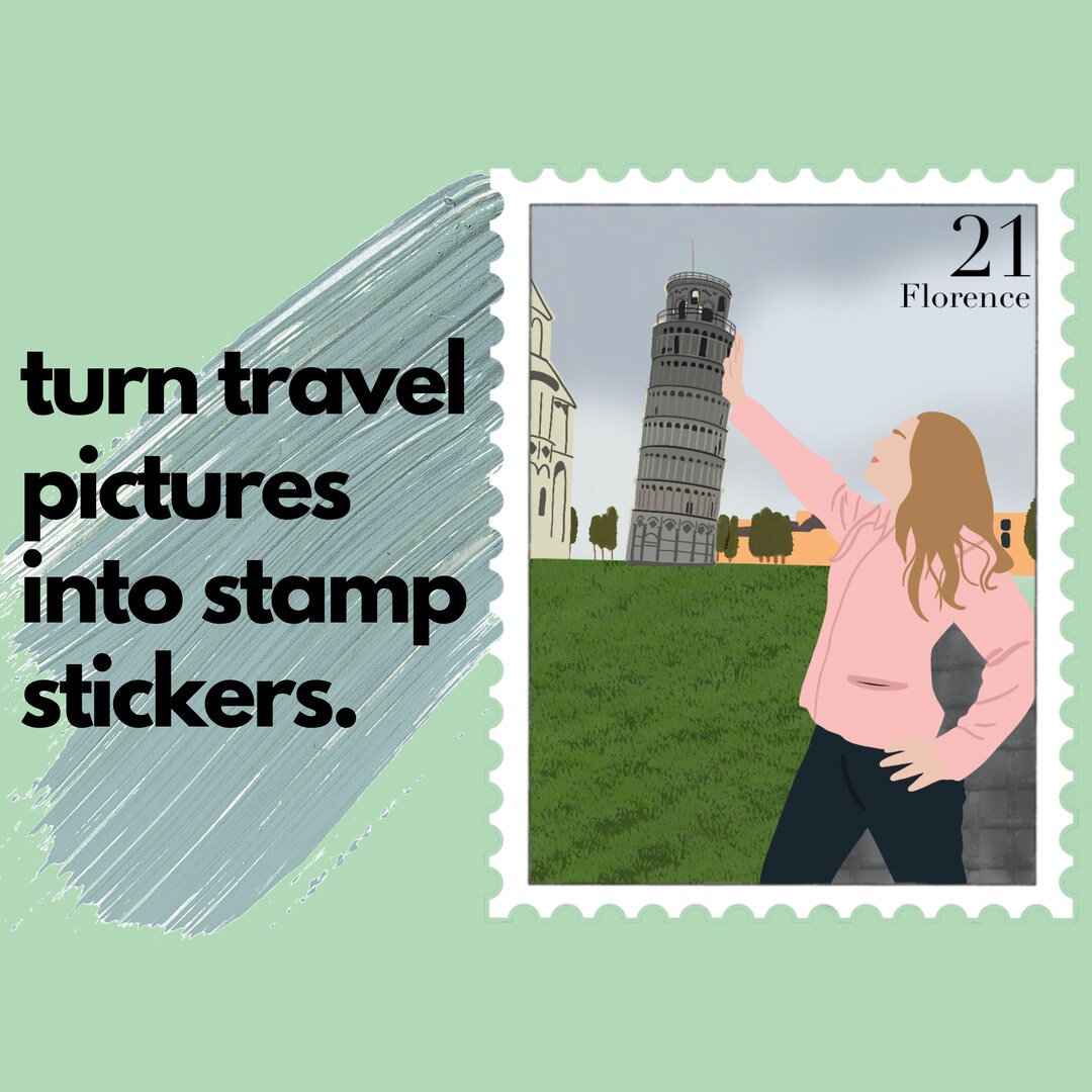 Custom Portrait Travel Sticker | Vacation Stamp | Minimal ...