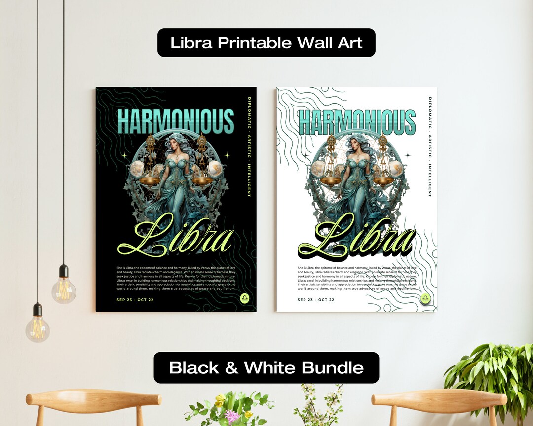 Libra Printable Wall Arts Zodiac Posters Horoscope Instant - Etsy