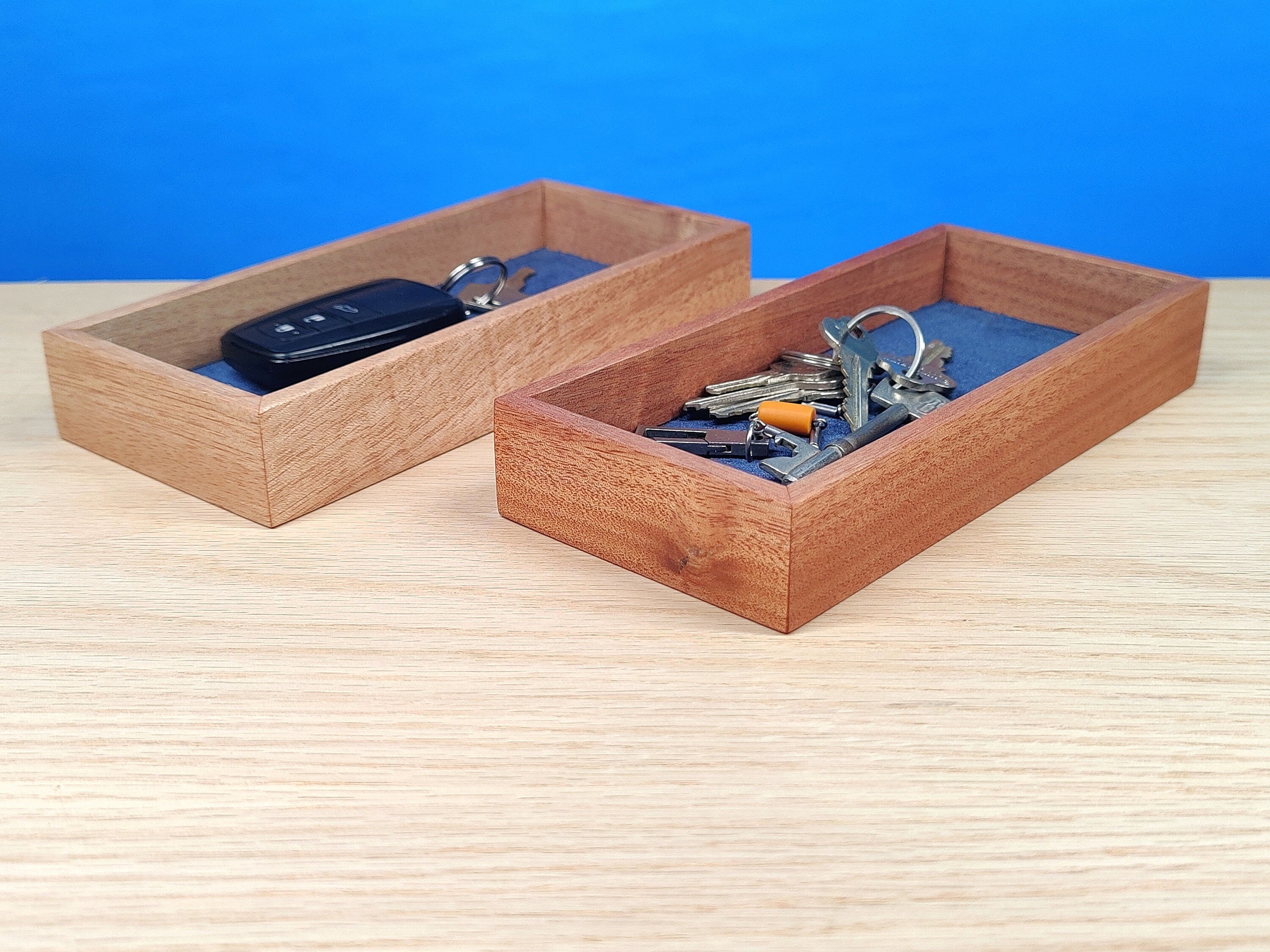 Timber Key Organiser in Okoume Hardwood and Velvet — Maguire's Woodworks