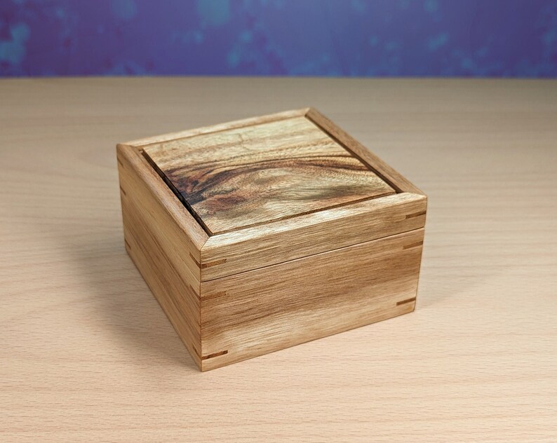 Australian Camphor Laurel and Blackbutt Wooden Square Jewellery Box ...