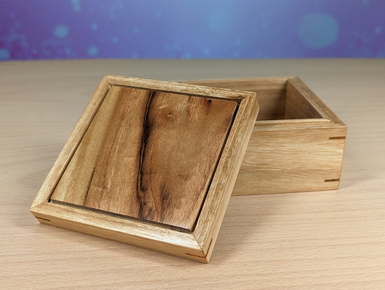 Australian Camphor Laurel and Blackbutt Wooden Square Jewellery Box ...