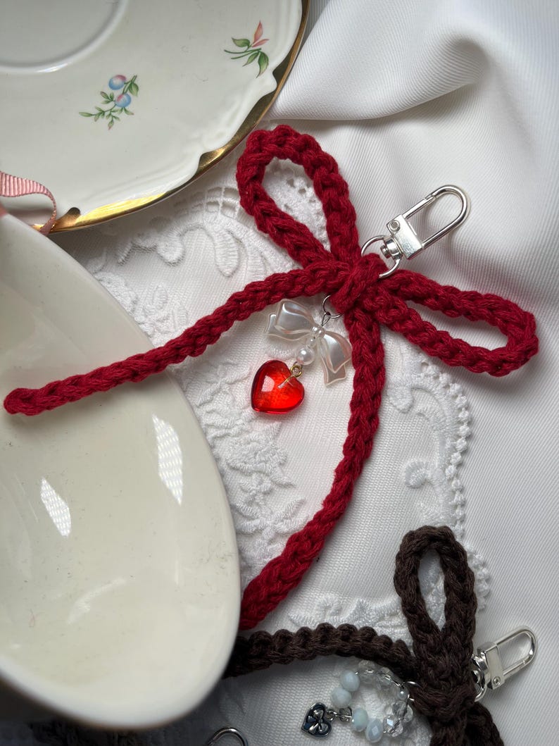 Crochet Bow Bag Charms - Etsy