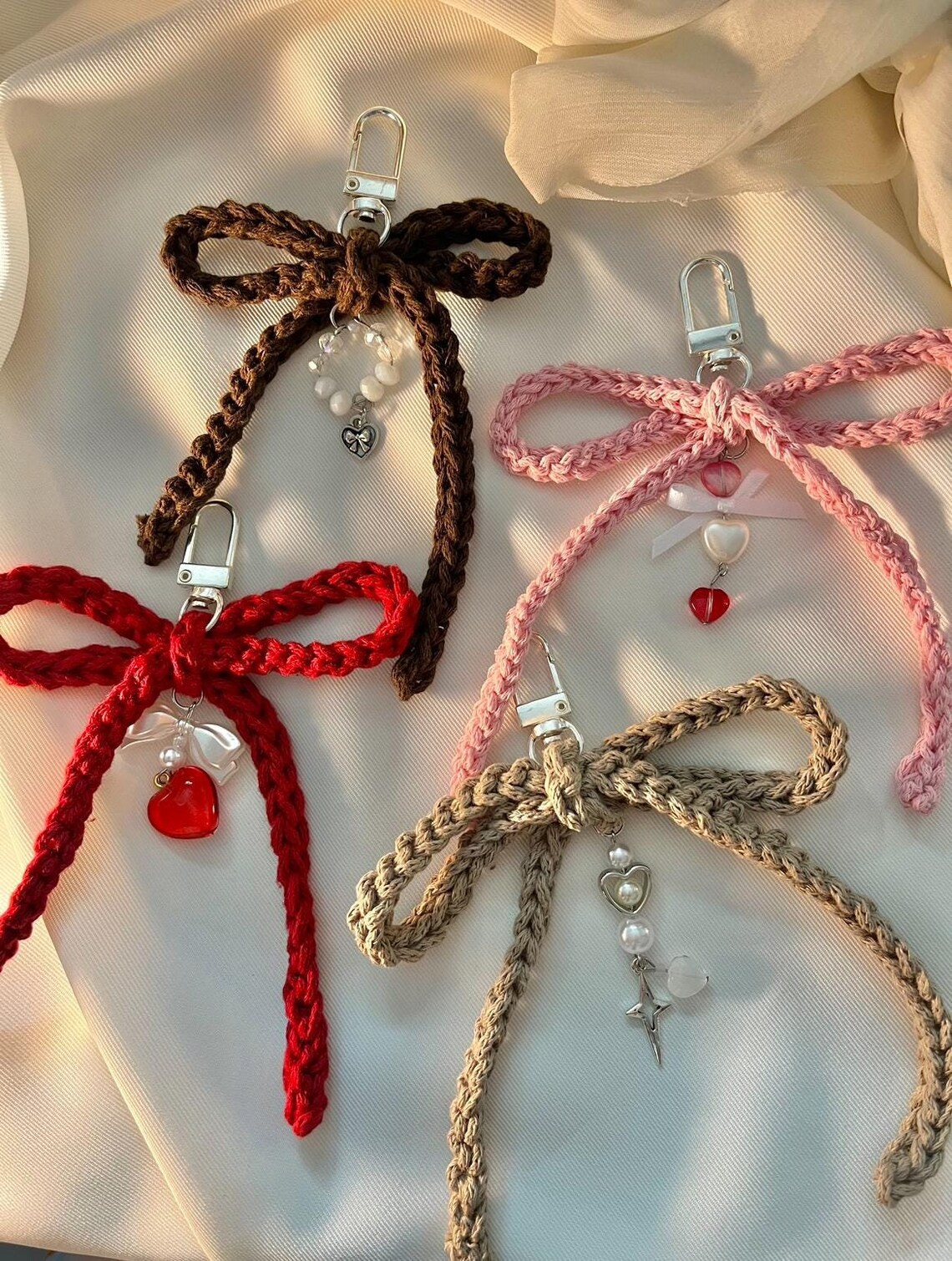 Crochet Bow Bag Charms - Etsy