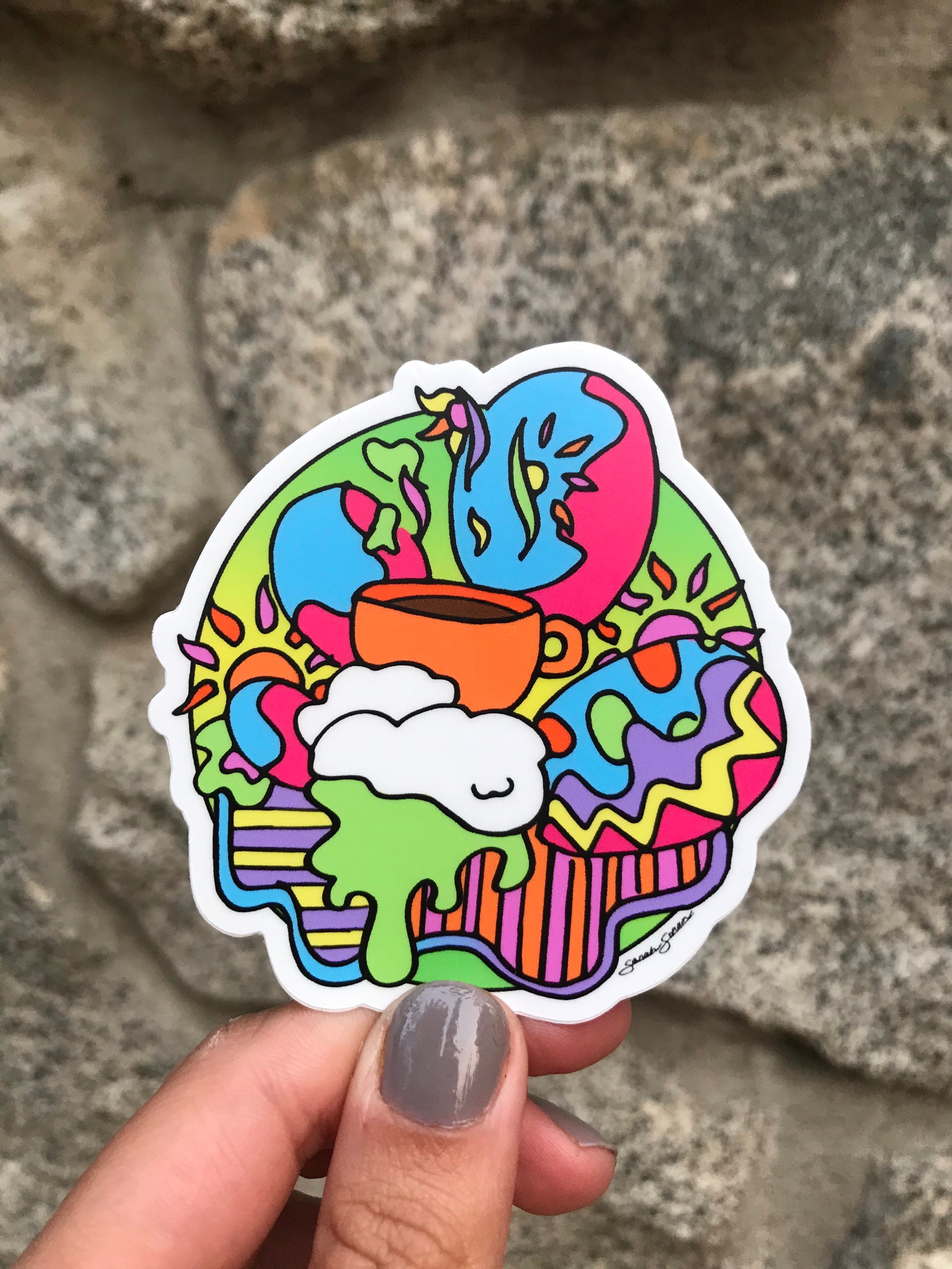Coffee Doodle Sticker | Waterproof Stickers | Weatherproof | Laptop ...