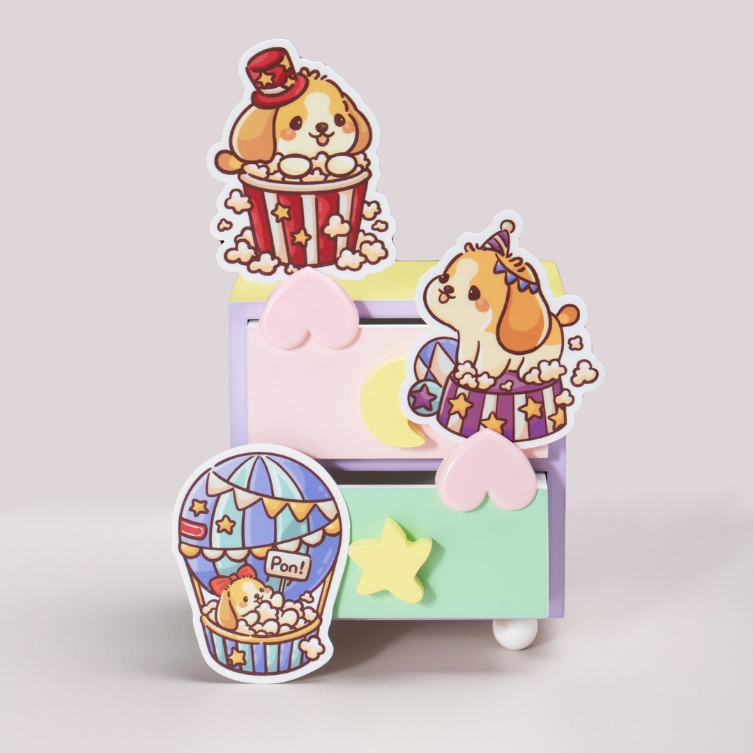 Popcorn Sticker Set - 3" X 3" Vinyl Stickers | by Yo.doggies - Etsy