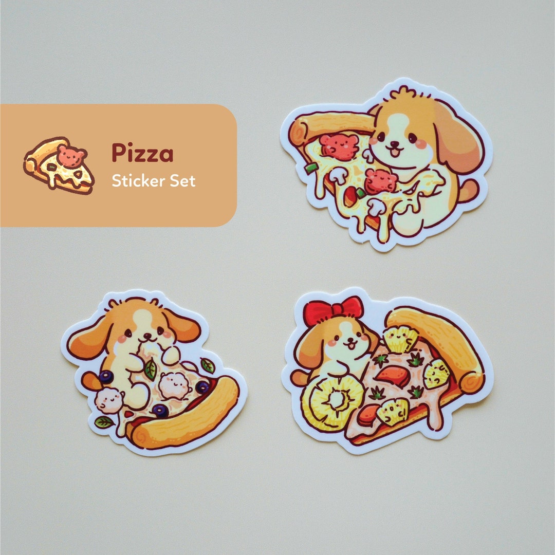 Pizza Sticker Set - 3" X 3" Vinyl Stickers | by Yo.doggies - Etsy