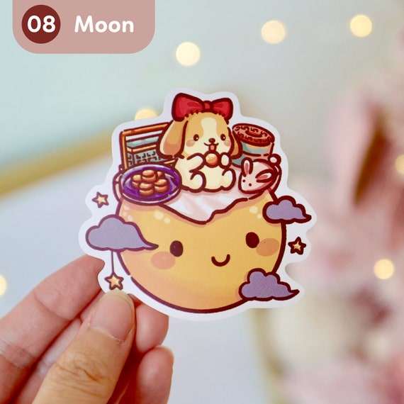 Cute Mooncake Sticker 3 X 3 Sticker With | Etsy