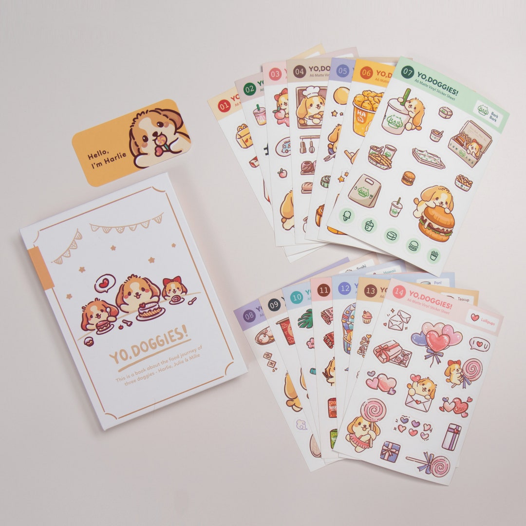 Yo.doggies Food Journey - Sticker Pack | A Box With 14 Vinyl Sticker ...