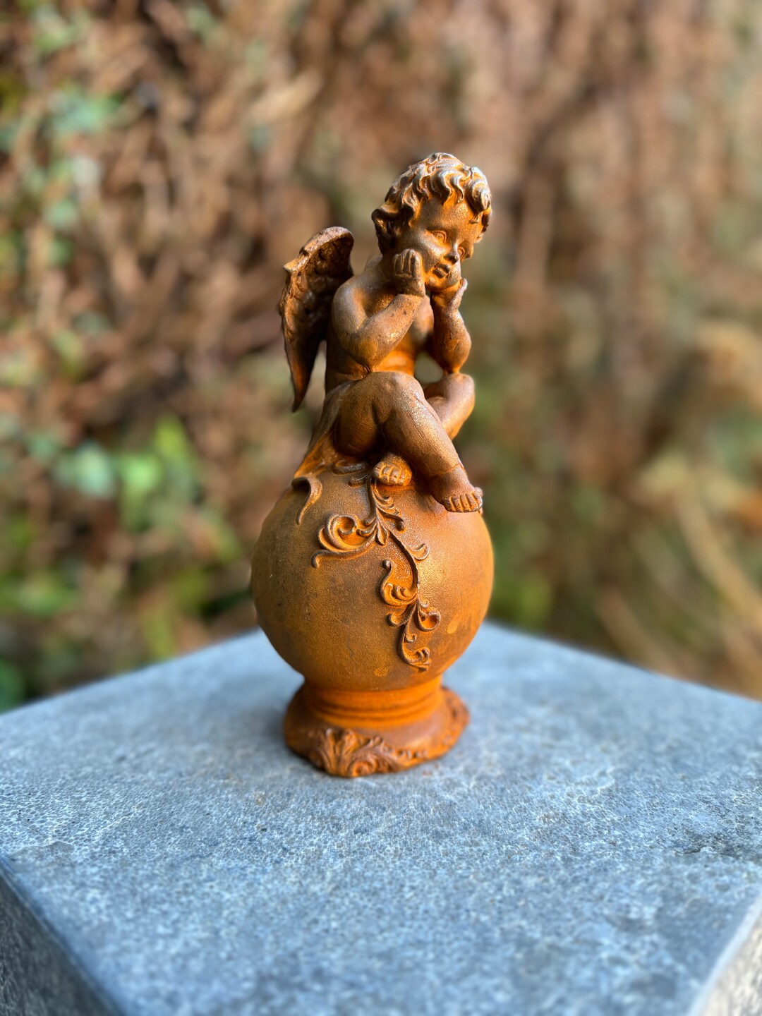 Rusty Cast Iron Angel Garden Decoration Sculpture Interior Office Rusty ...
