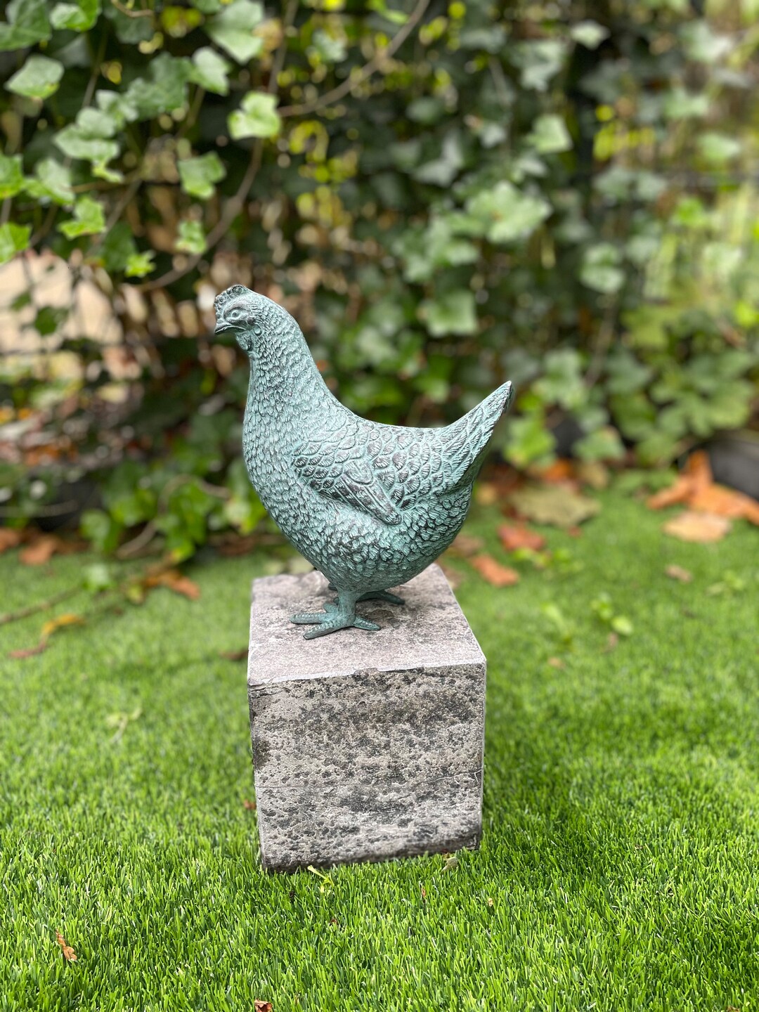Bronze Chicken - Garden Statue - Decoration - 20x10x19cm - 1.6kg - Etsy UK
