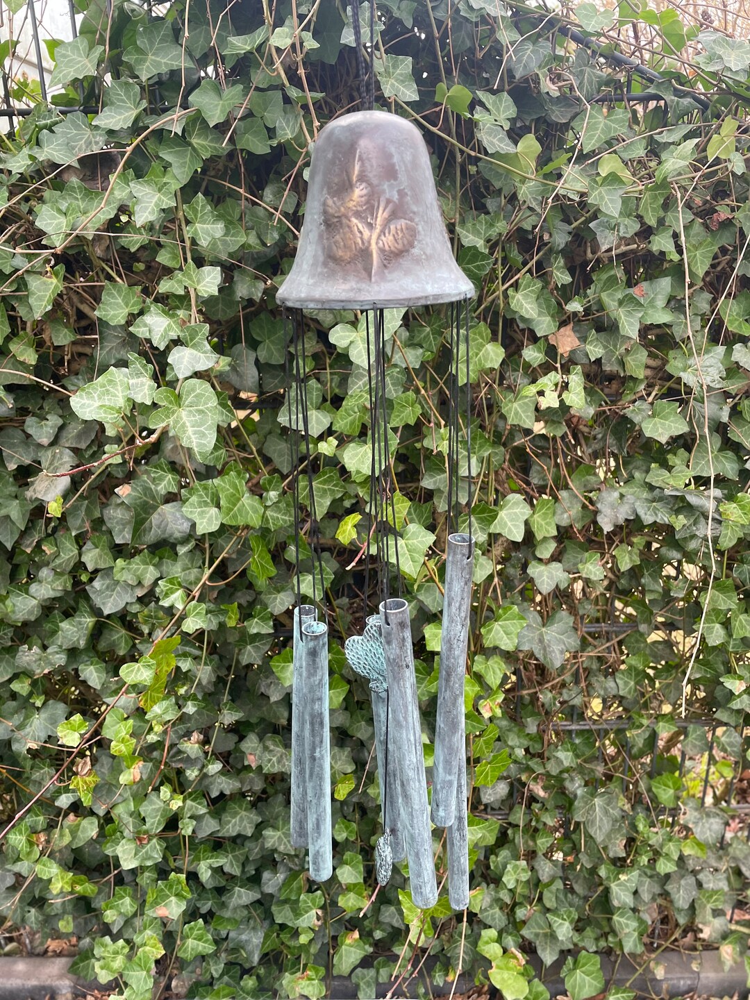 Bronze Wind Chime With 2 Grape Shape Chapel Bell Garden Home Decoration ...