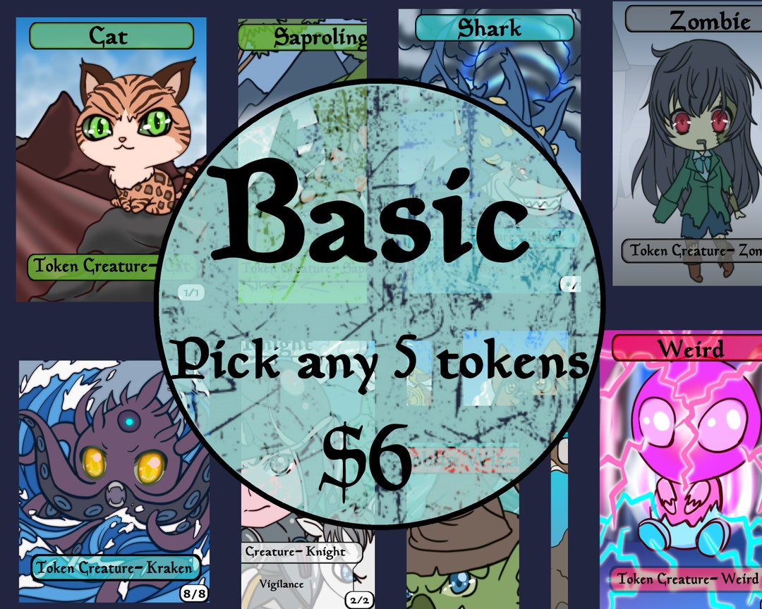 Chibi Mtg Pick Any 5 Creature Tokens, Emblems, or Lands- Super Adorable ...