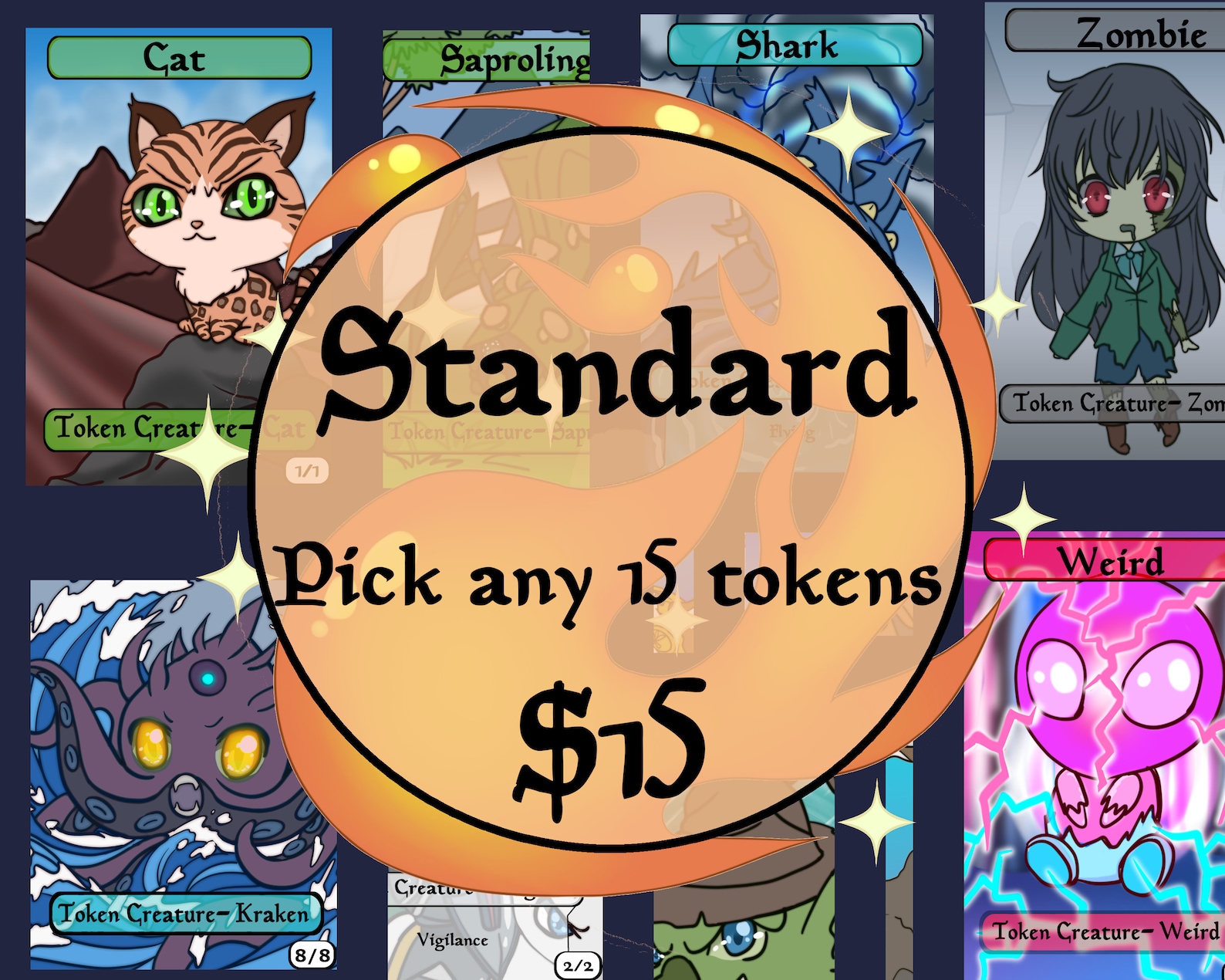 Chibi Mtg Pick Any 15 Creature Tokens, Emblems, or Lands- Super ...