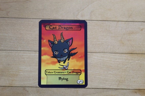 Cat Dragon Chibi-styled Singles Tokens Mtg Inspired Perfect | Etsy