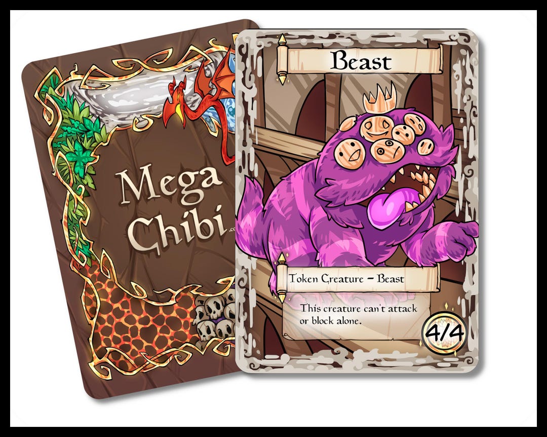 Beast 4-4 W (token)- TCG Standard Size for Magic to Represent Your Deck ...