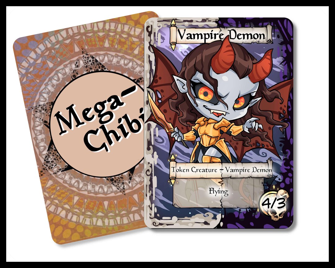 Vampire Demon 4-3 - Flying Creature Token- TCG Standard Size for Magic ...