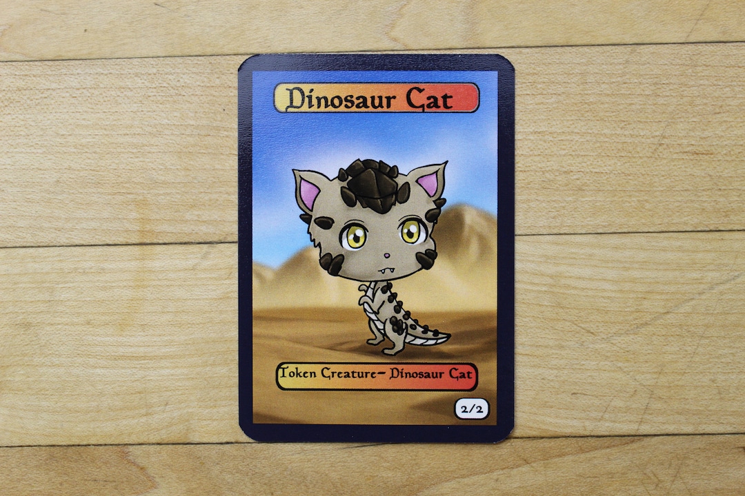 2/2 Dino Cat Chibi-styled Singles Tokens Mtg Inspired- Perfect for ...