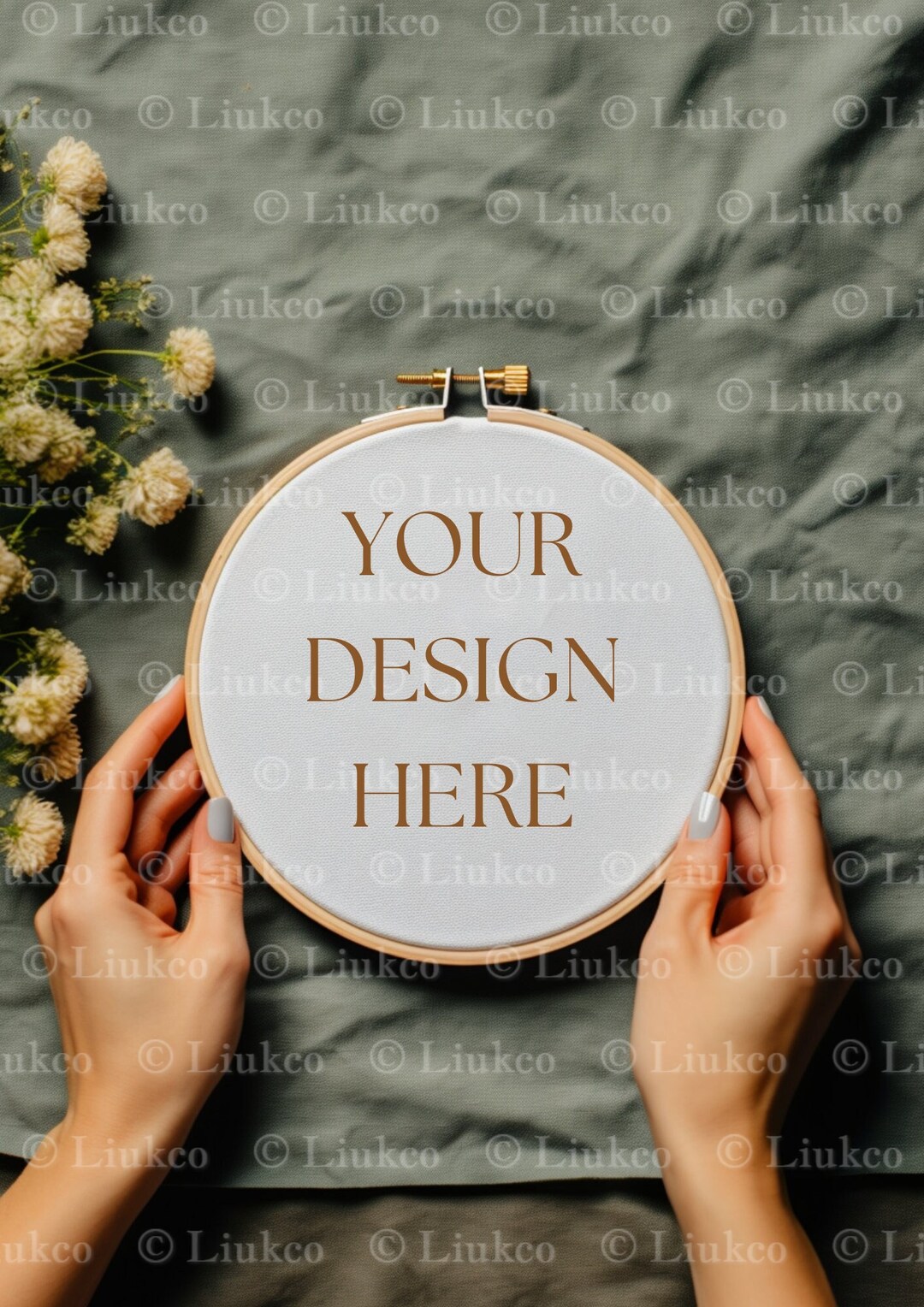 Embroidery Hoop Mockup, Cross Stitch Mock, Hoop Frame Canvas Mockup ...