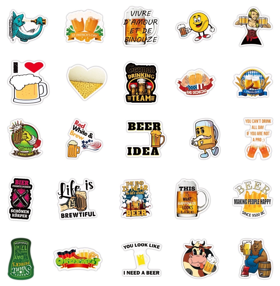 100pcs Funny Beer Alcohol Love Stickers Laptop Equipaje | Etsy