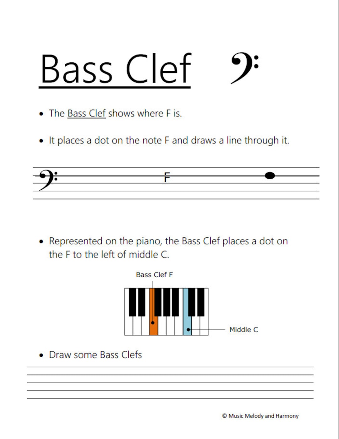 Bass Clef Worksheet - Etsy