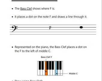Bass Clef Notes F & A Worksheet (Download Now) - Etsy