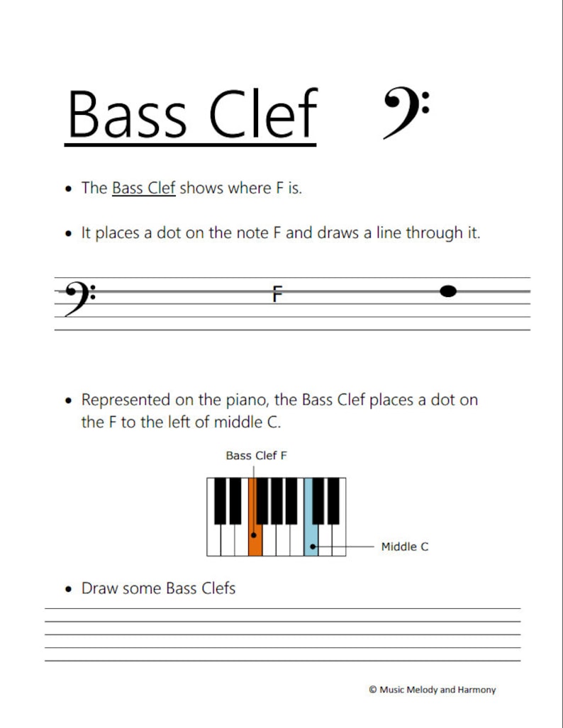 Bass Clef Worksheet - Etsy