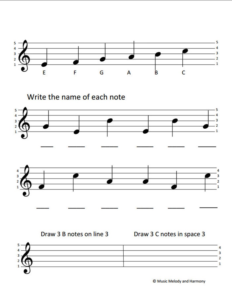 Treble Clef Notes Review - Etsy