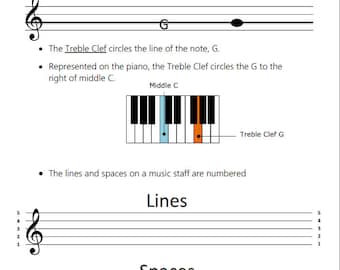 Treble Clef Notes E & G Worksheet - Etsy