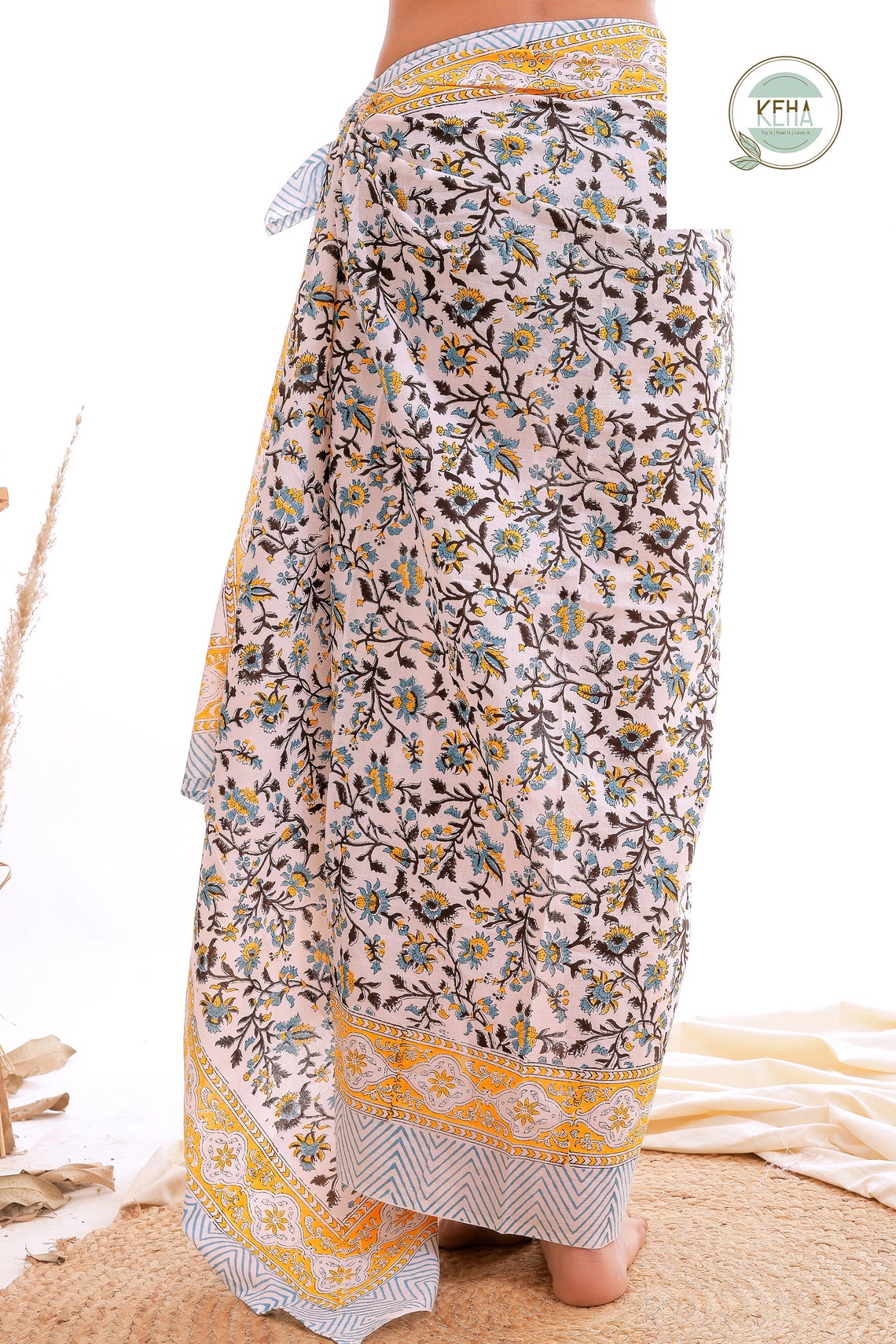 Pure Cotton Pareo for Women Handblock Handmade Indian Sarong With ...