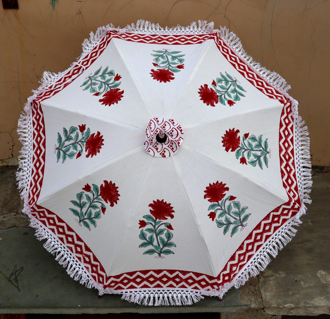 Handmade Floral Cotton Parasol: Indian Wedding Decor, Garden Umbrella ...