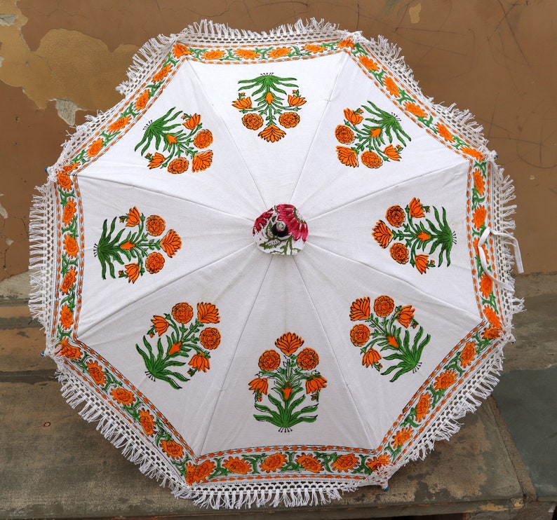 Canvas Indian Wedding Umbrella Parasol Decorative Handmade Cotton Party ...
