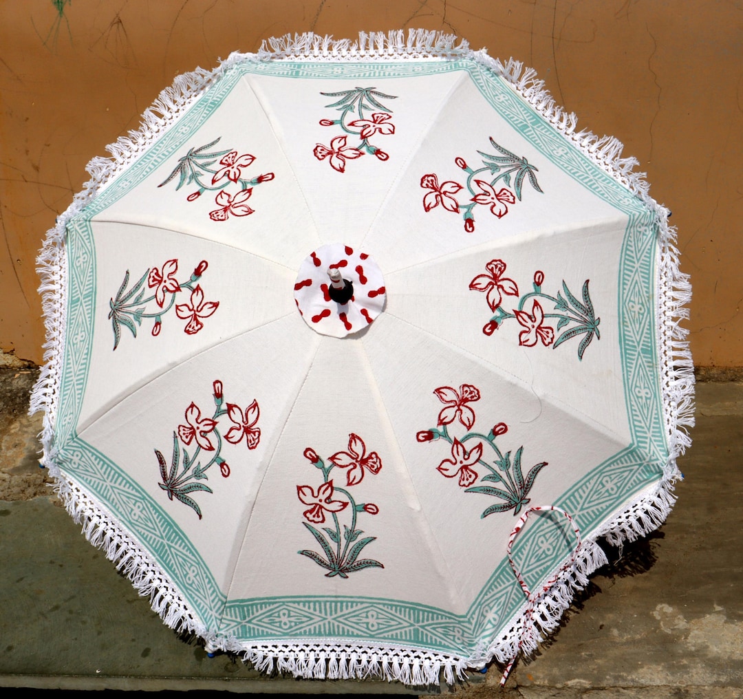Handmade Floral Cotton Parasol: Indian Wedding Decor, Garden Party ...