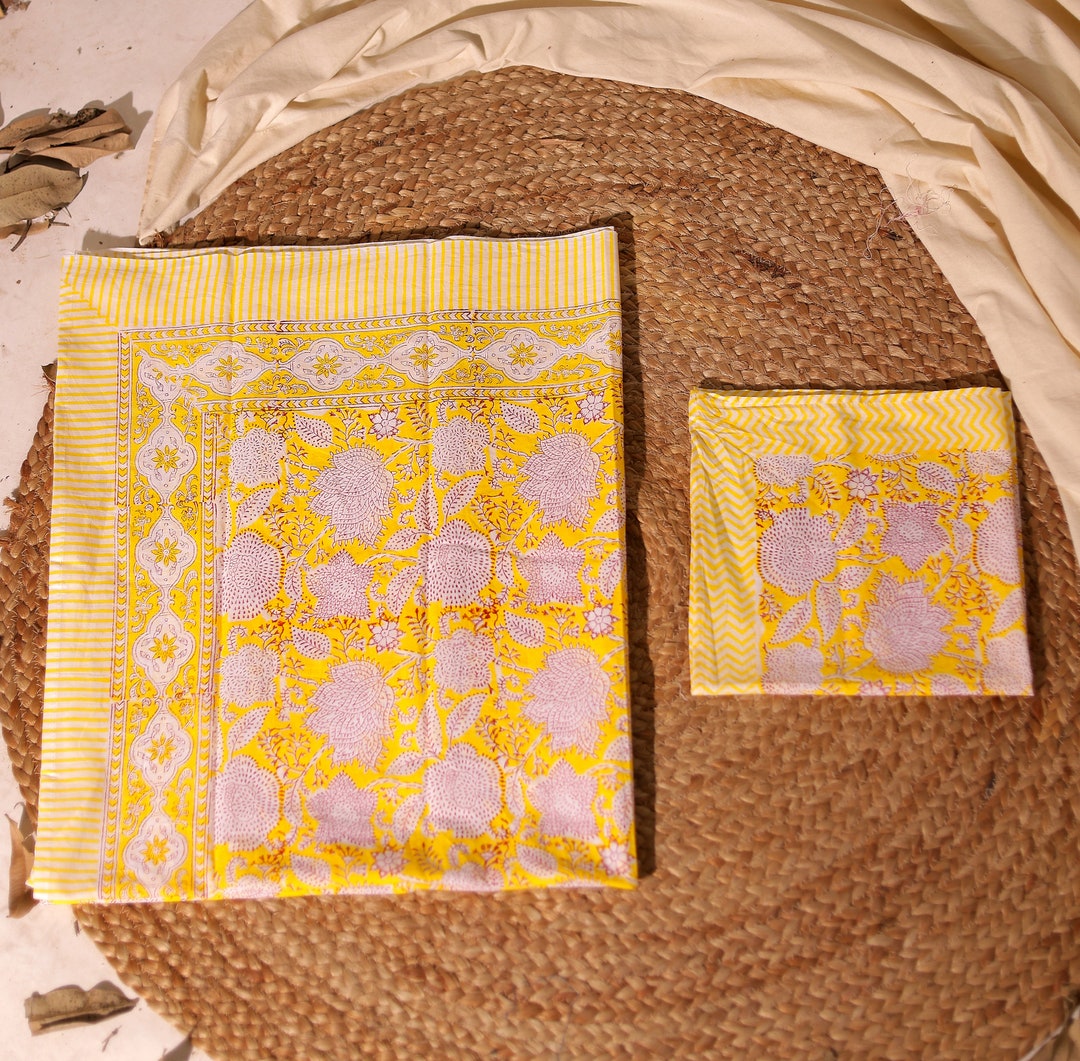 Yellow Pure Cotton Pareo for Women Handblock Handmade Indian Sarong ...