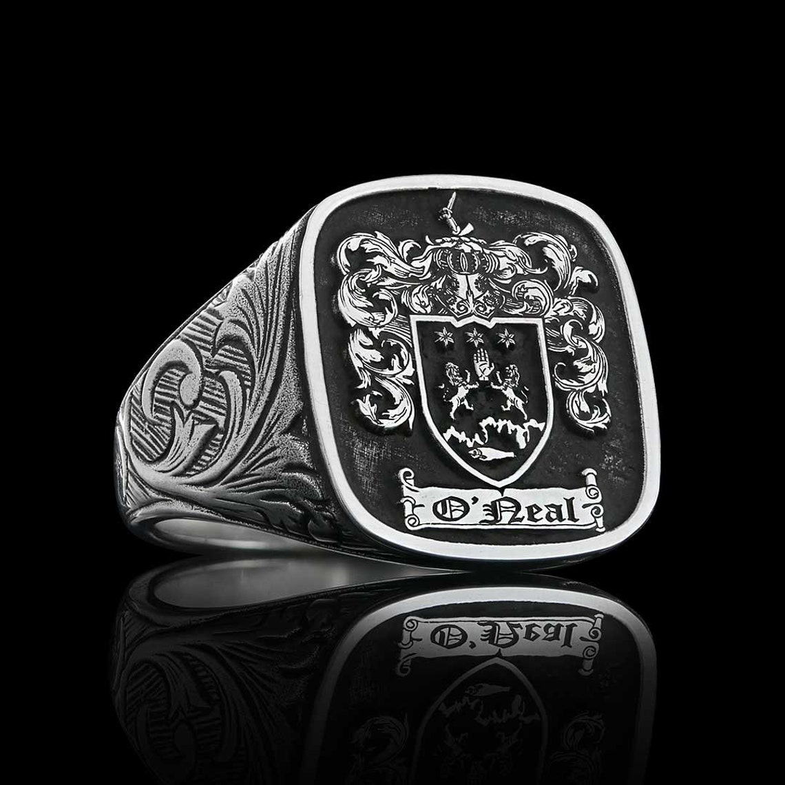 Customized Family Crest Ring 925K Silver Custom Signet Ring - Etsy