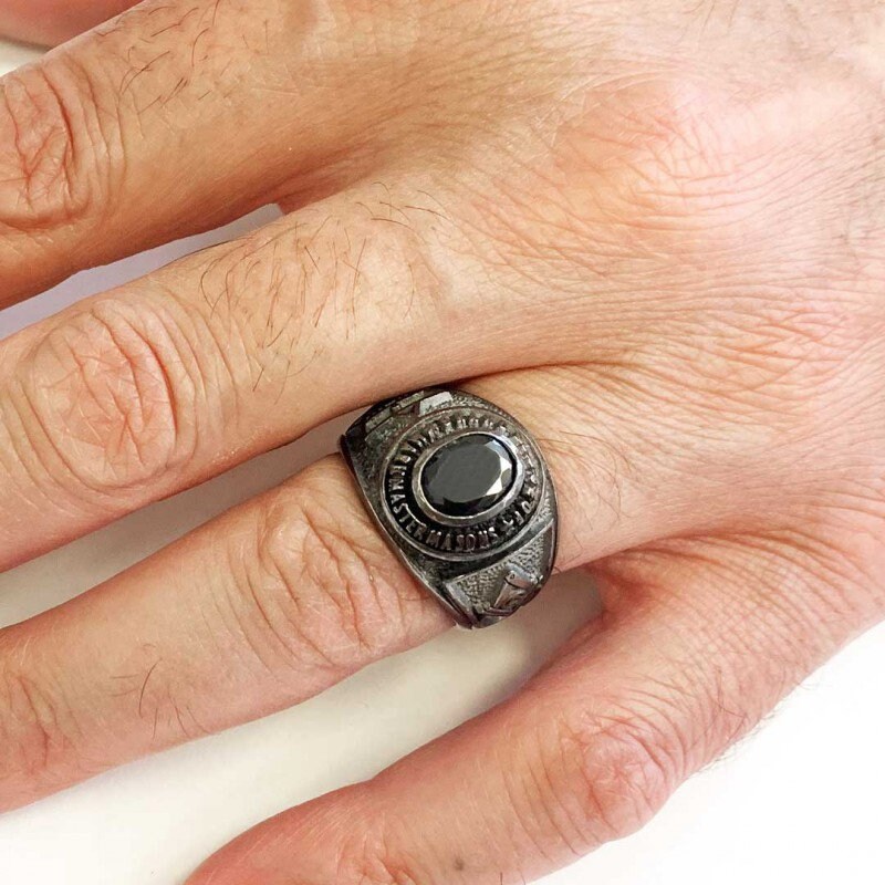 Silver Masonic Ring With Stone Sterling Silver Mason Ring - Etsy UK