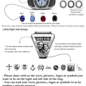 Silver Personalized Graduation Ring, 925K Silver Custom College Class ...