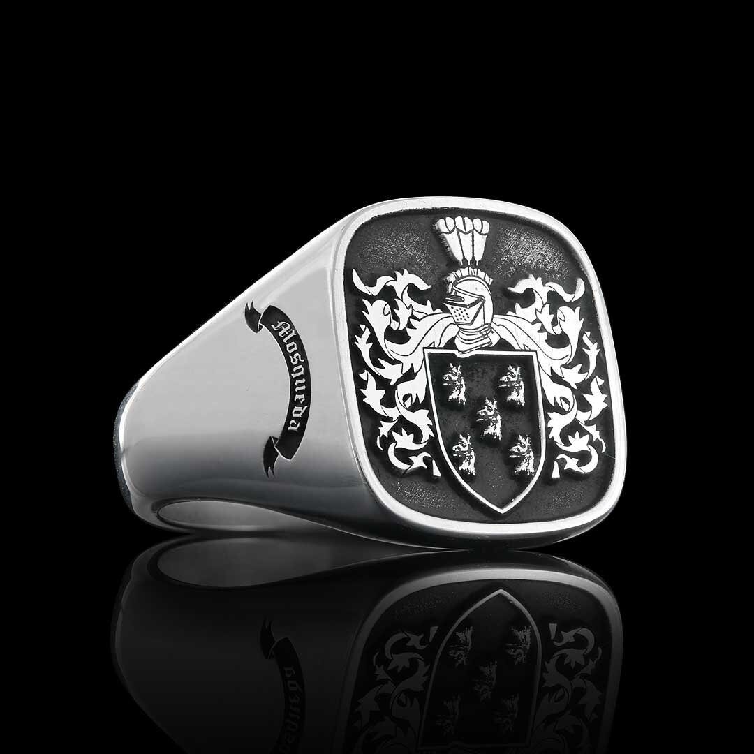 Personalized Signet Ring, Coat of Arms Signet Ring, Silver Custom ...