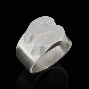 925 Sterling Silver Letter Ring, Letter S Ring, A-Z Initial Ring ...