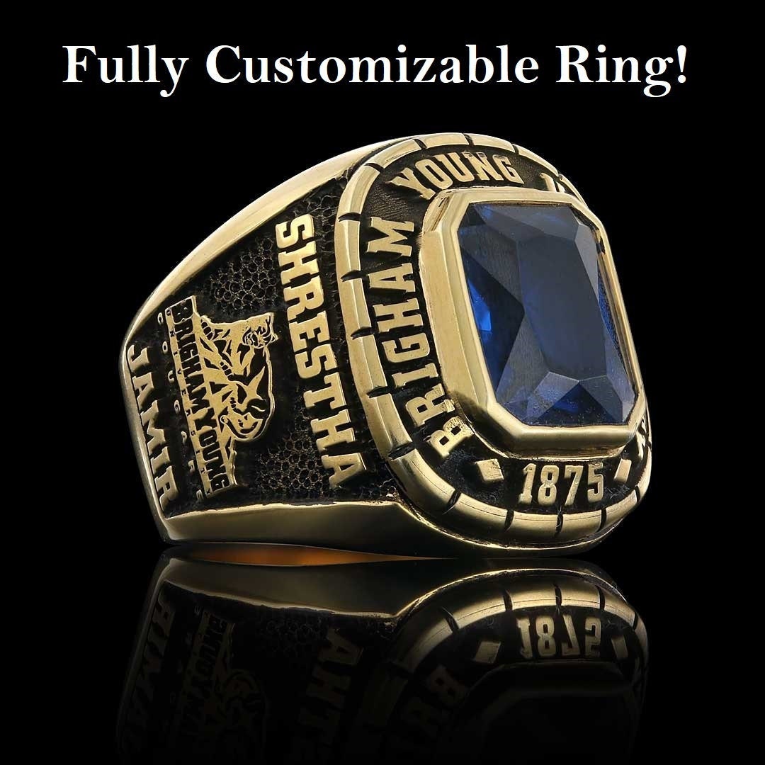 925K Silver Customized Class Ring, Customizable College Ring, Signet ...