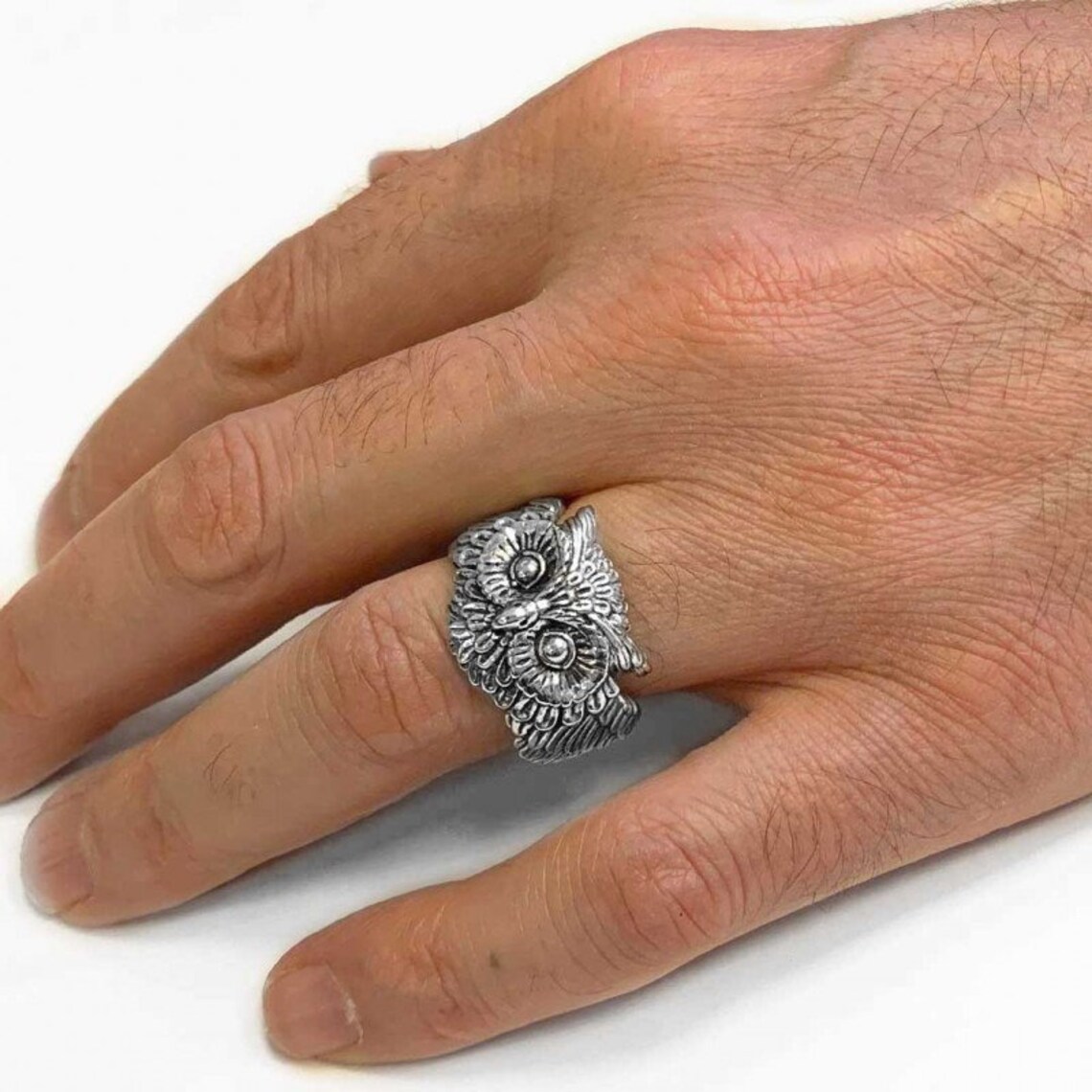Silver Owl Ring, Sterling Silver Owl Ring, 3D Owl Design Jewelry ...