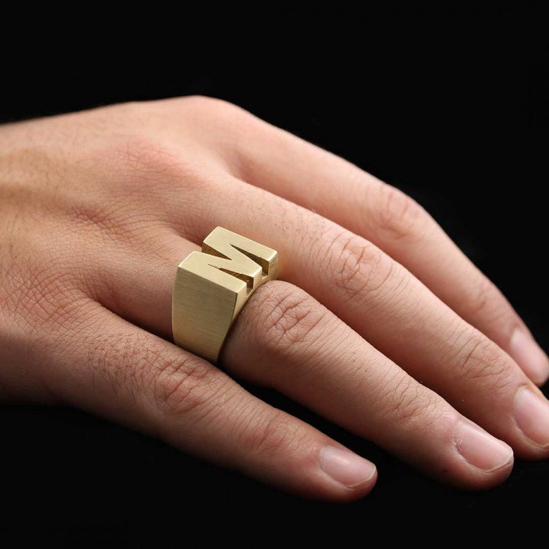 925 Sterling Silver Letter Ring Letter M Ring A-Z Initial - Etsy