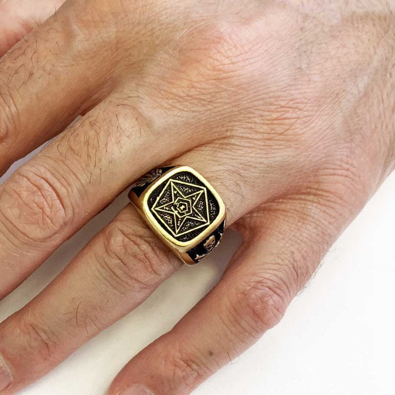 Eastern Star Masonic Ring, Sterling Silver Mason Ring, Masonry Silver ...