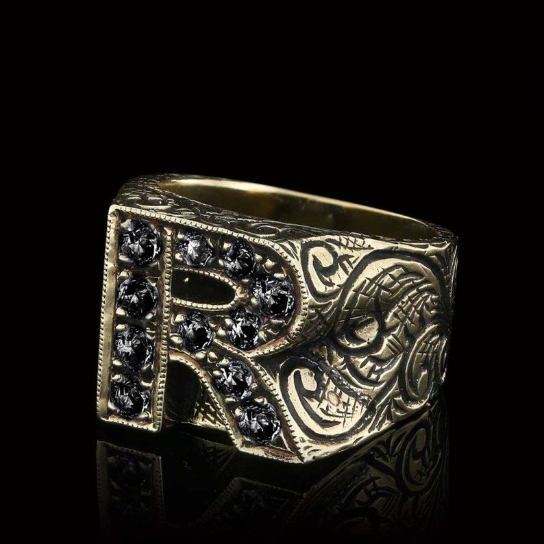 Silver R Letter Ring, R Alphabet Ring, A-Z Initial Ring, Silver ...