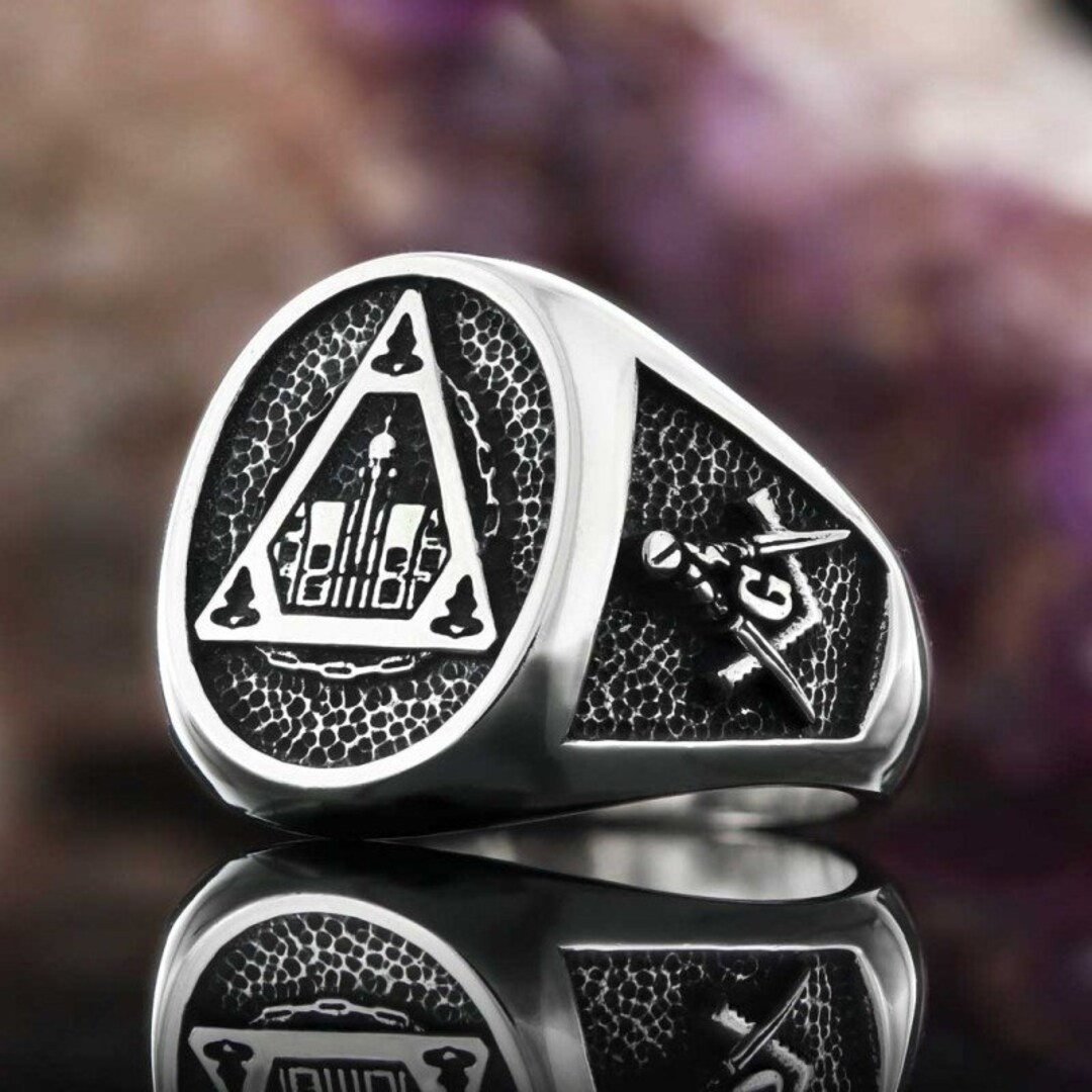Sterling Silver Mason Ring, Masonry Silver Ring, Special Masonic Lodge ...
